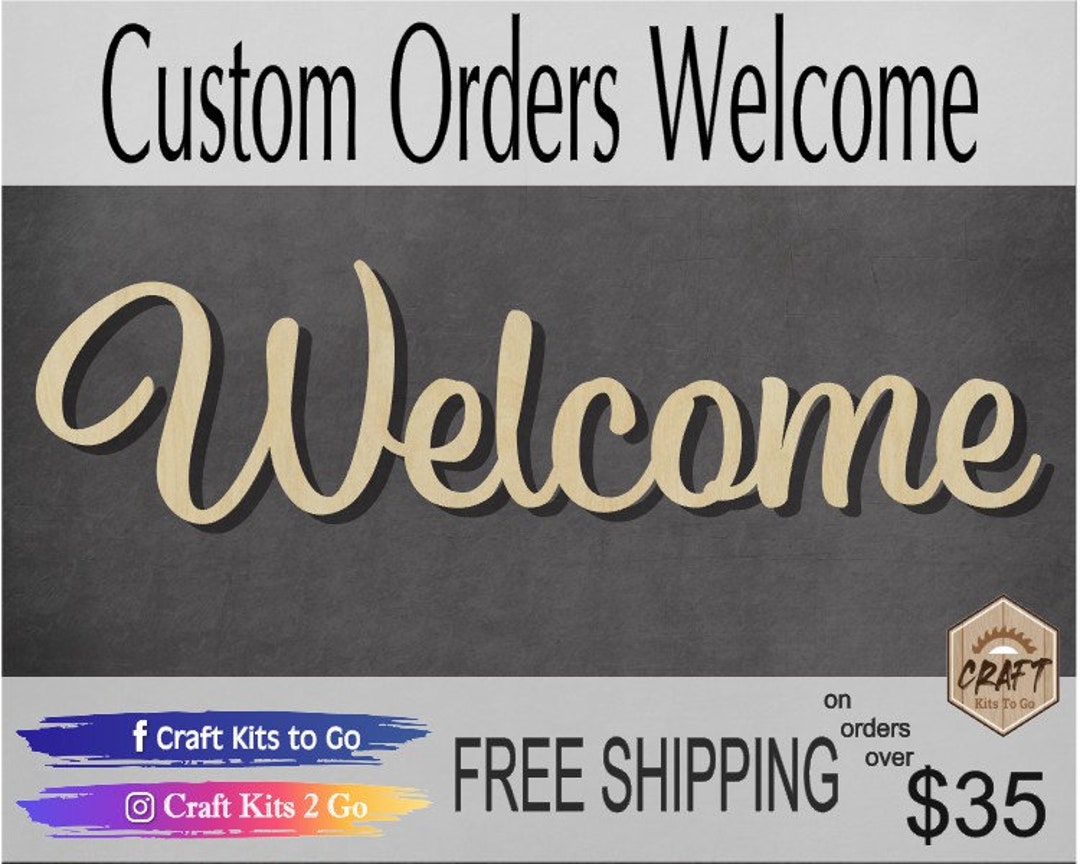 Welcome Word Cutout Letters Wood Shape Cutout 3092 Wood Cutouts Wood ...