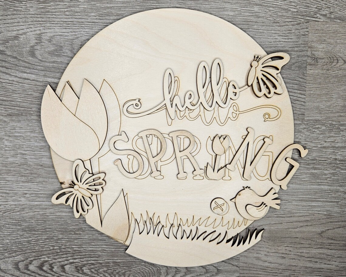 Hello Spring Welcome Sign Spring Crafts DIY Craft Kits Paint Party ...