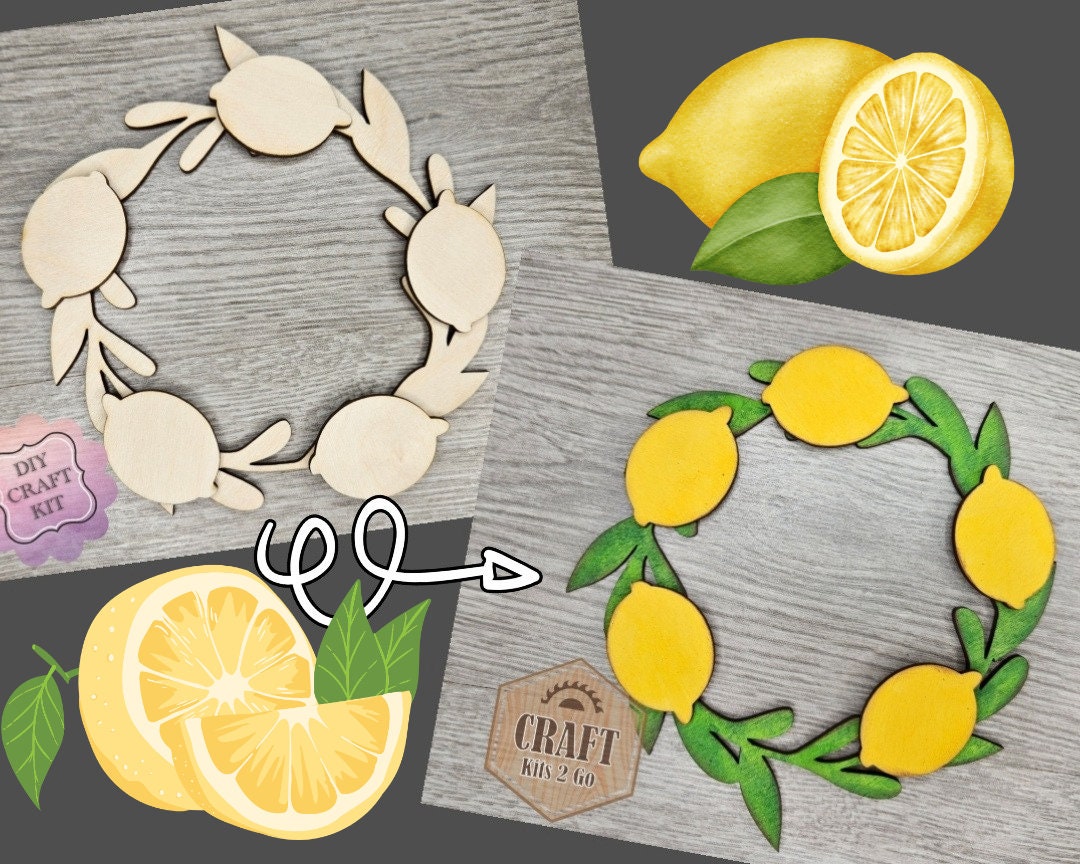 Lemon Wreath Lemonade Sign Lemons Summer Crafts DIY Craft Kits Paint ...