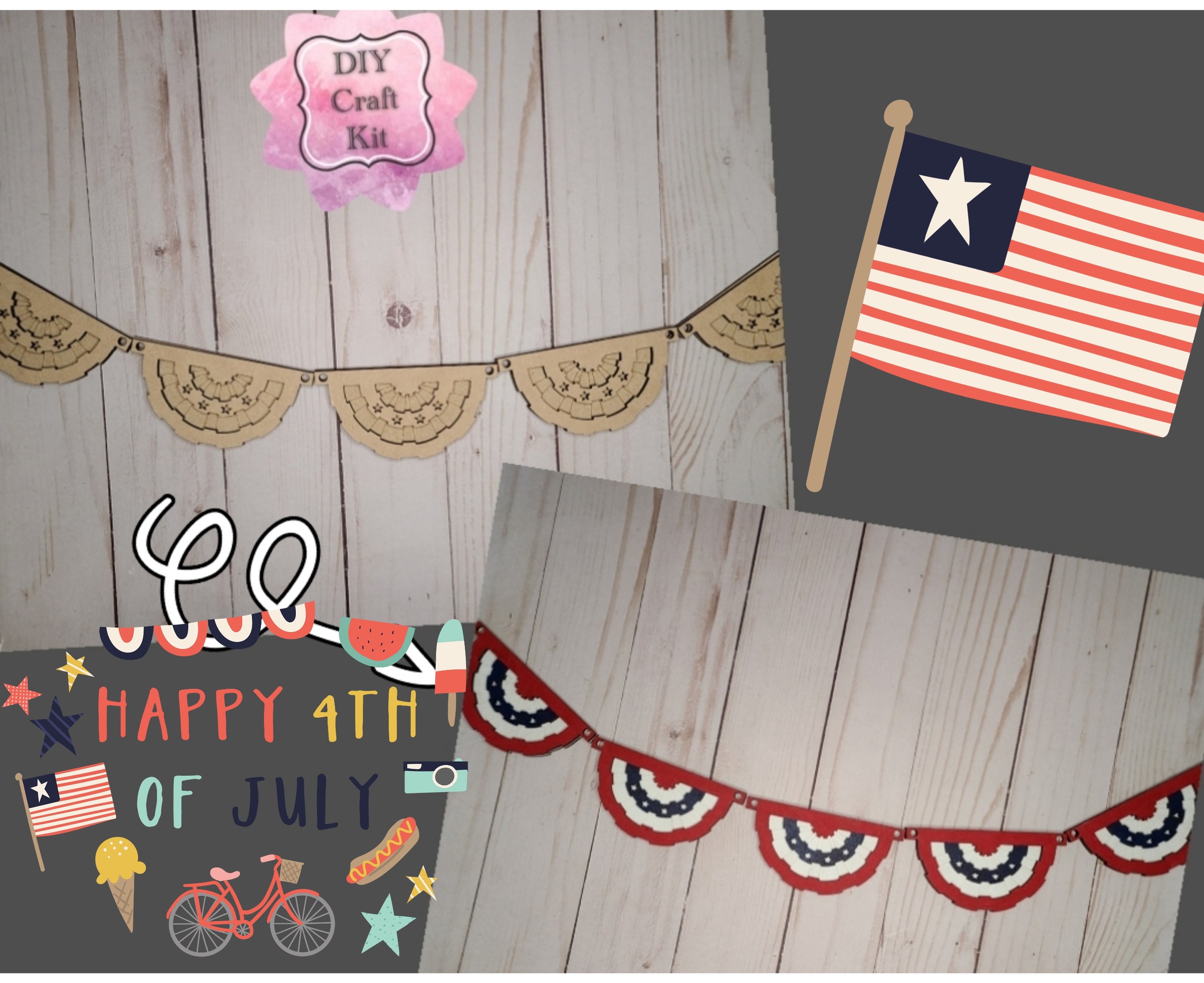 Patriotic Bunting Banner 4th of July Decor Patriotic Decor 4th of July ...