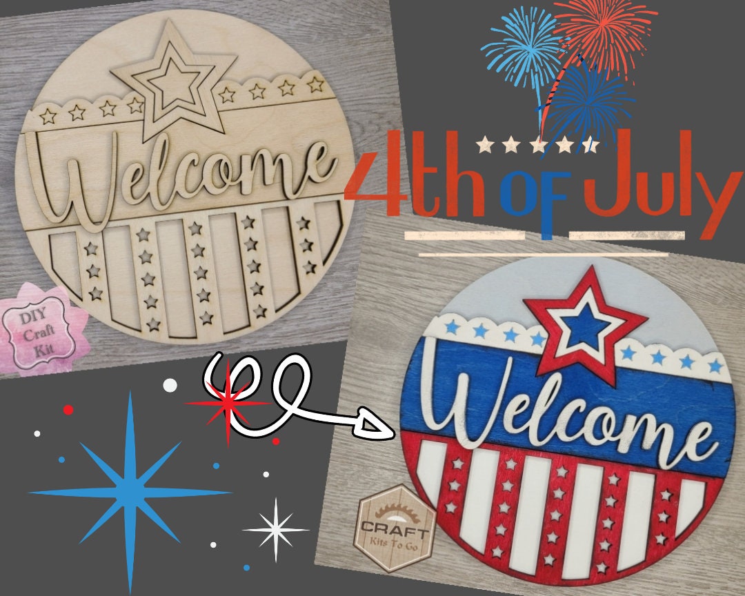 4th of July Welcome Sign | Patriotic Decor | Summer Crafts | DIY Craft ...