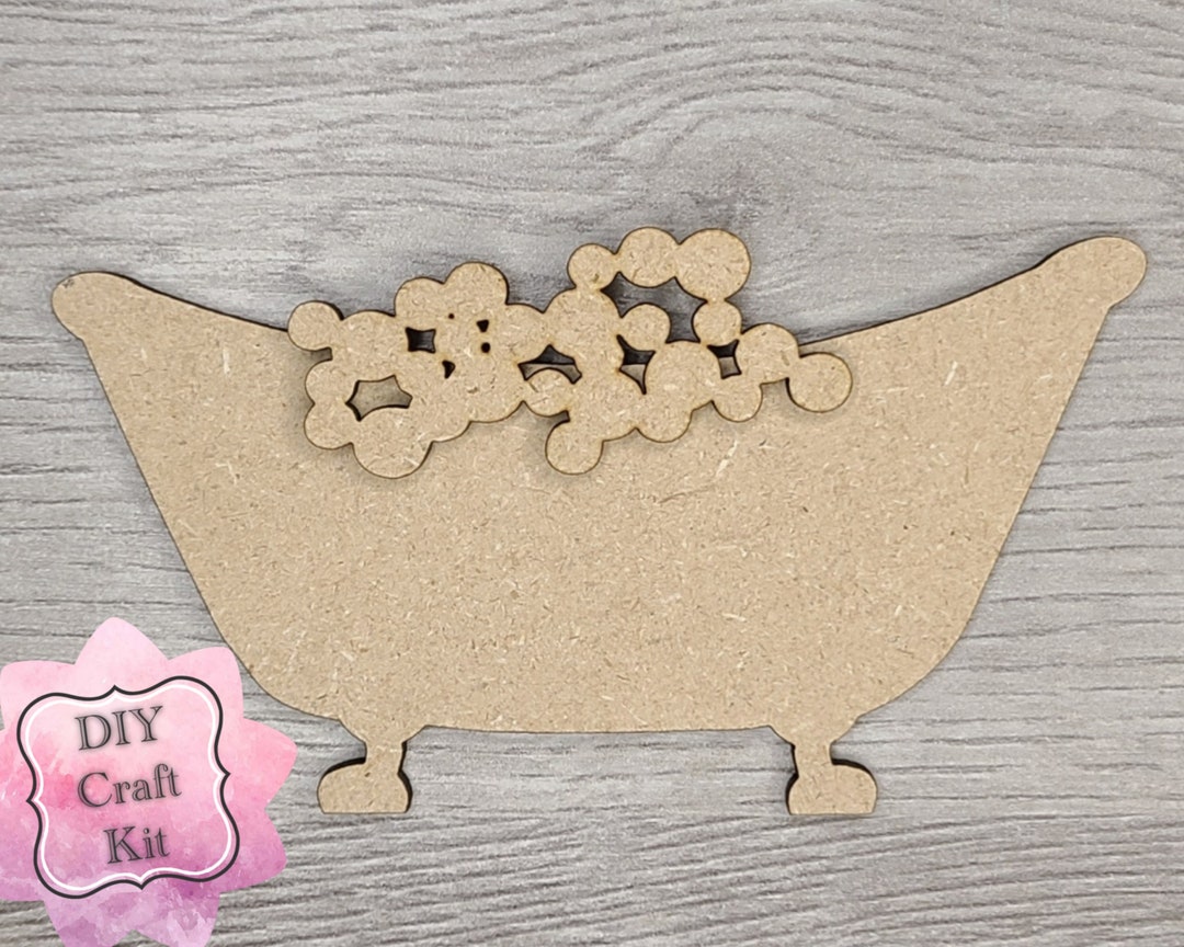 Bathtub Bubbles Bathroom Sign Craft Kit DIY Paint Kit Tier Tray Wood ...