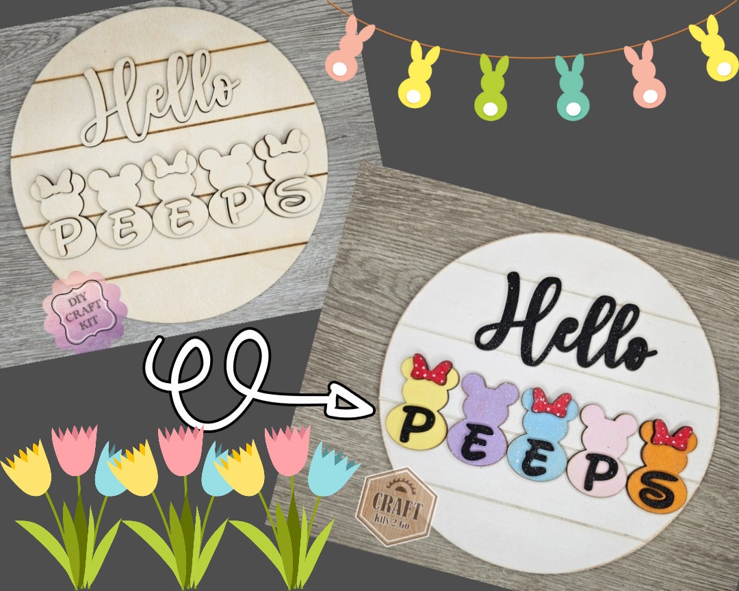 Hello Peeps Sign | DIY Easter Crafts | Easter Decor | DIY Craft Kits ...