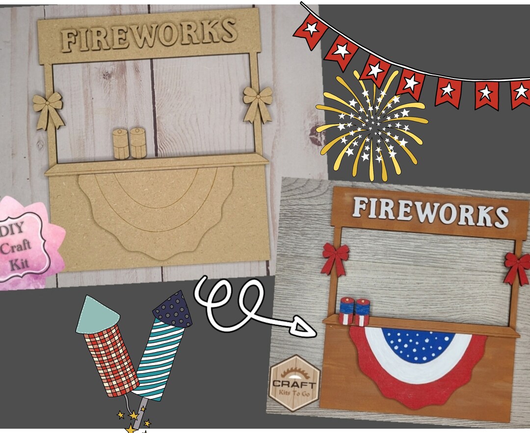 4th of July Firework Stand | Patriotic Decor | DIY Craft Kits | Paint ...