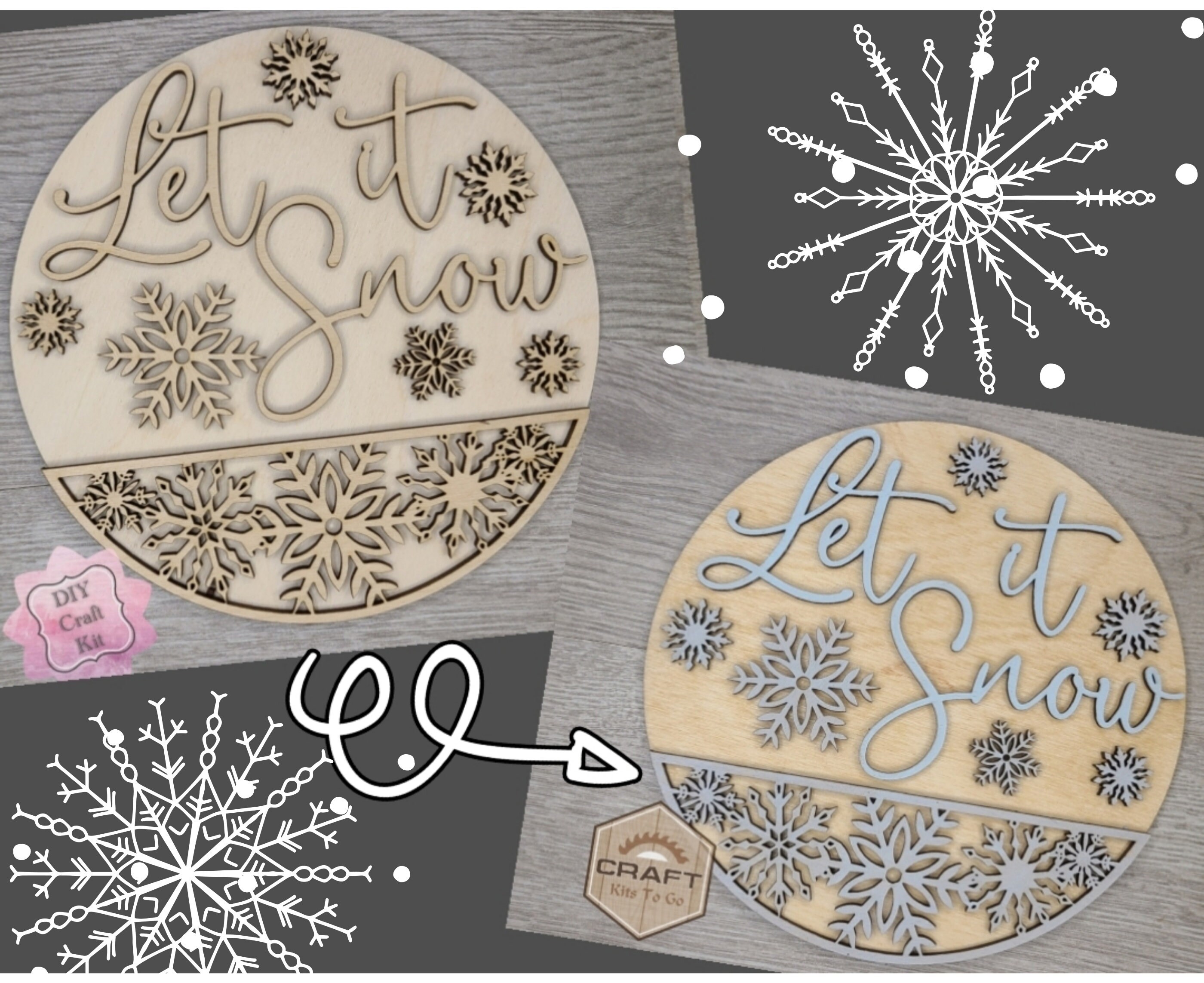 Let It Snow Winter Snowing Sign Craft Kit DIY Paint Kit Tier - Etsy