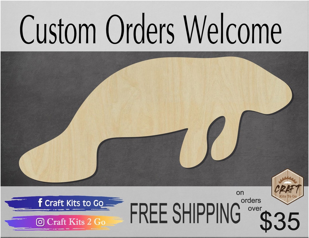 Manatee Ocean Animal Sea Animals Wood Shape Cutout 1720 Wood Cutouts ...