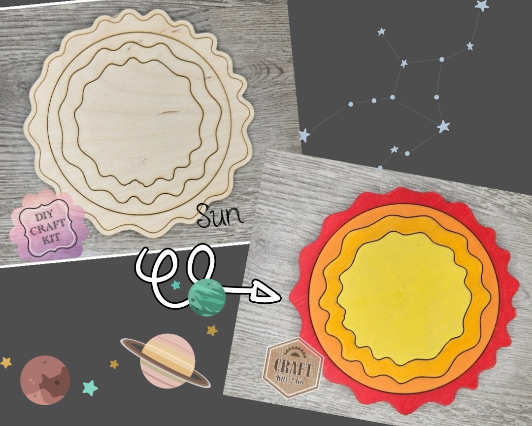 Sun Cutout Space Outer Space Kids Crafts Wood Shape Cutout 2235 Wood ...