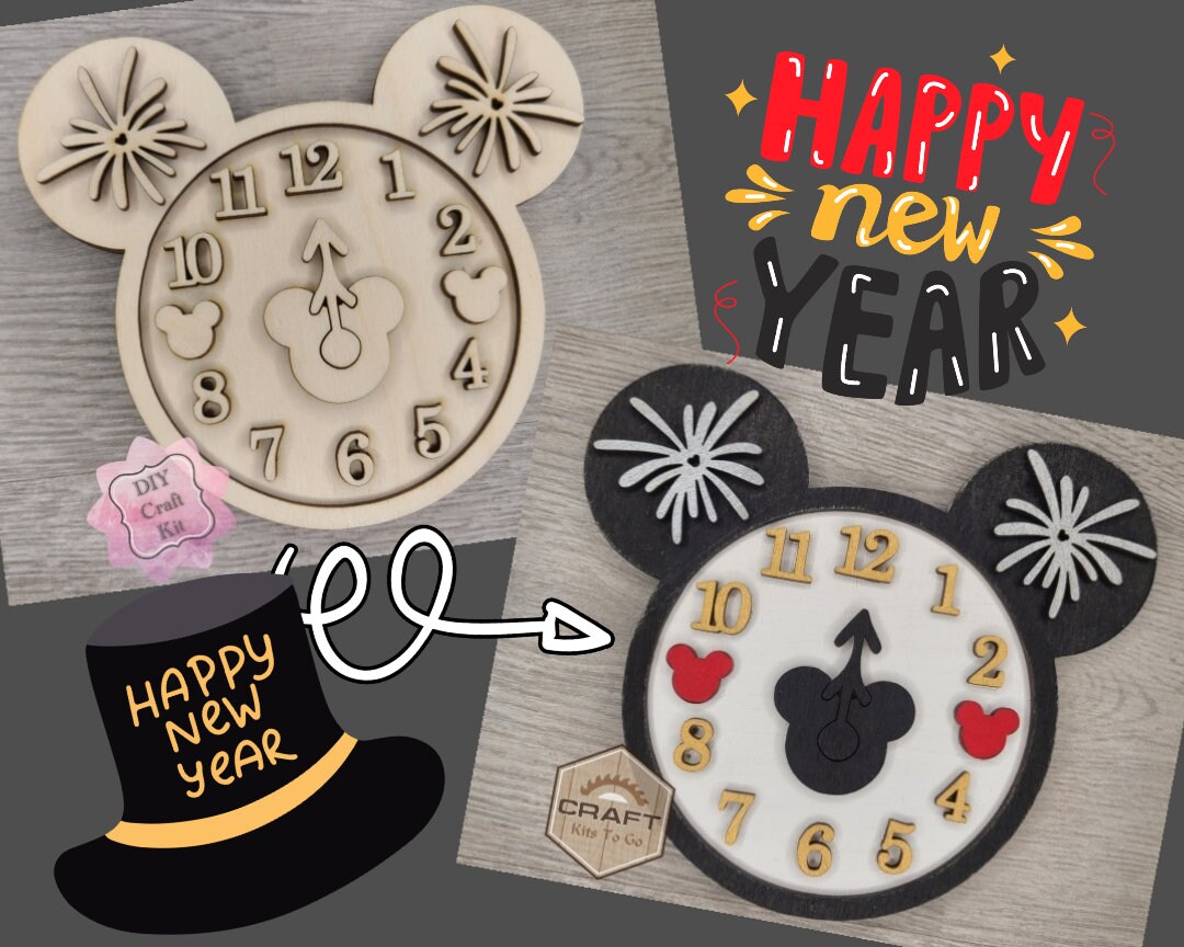 Mouse New Years Countdown Sign DIY Craft Kit DIY Paint Kit 3497 Wood ...