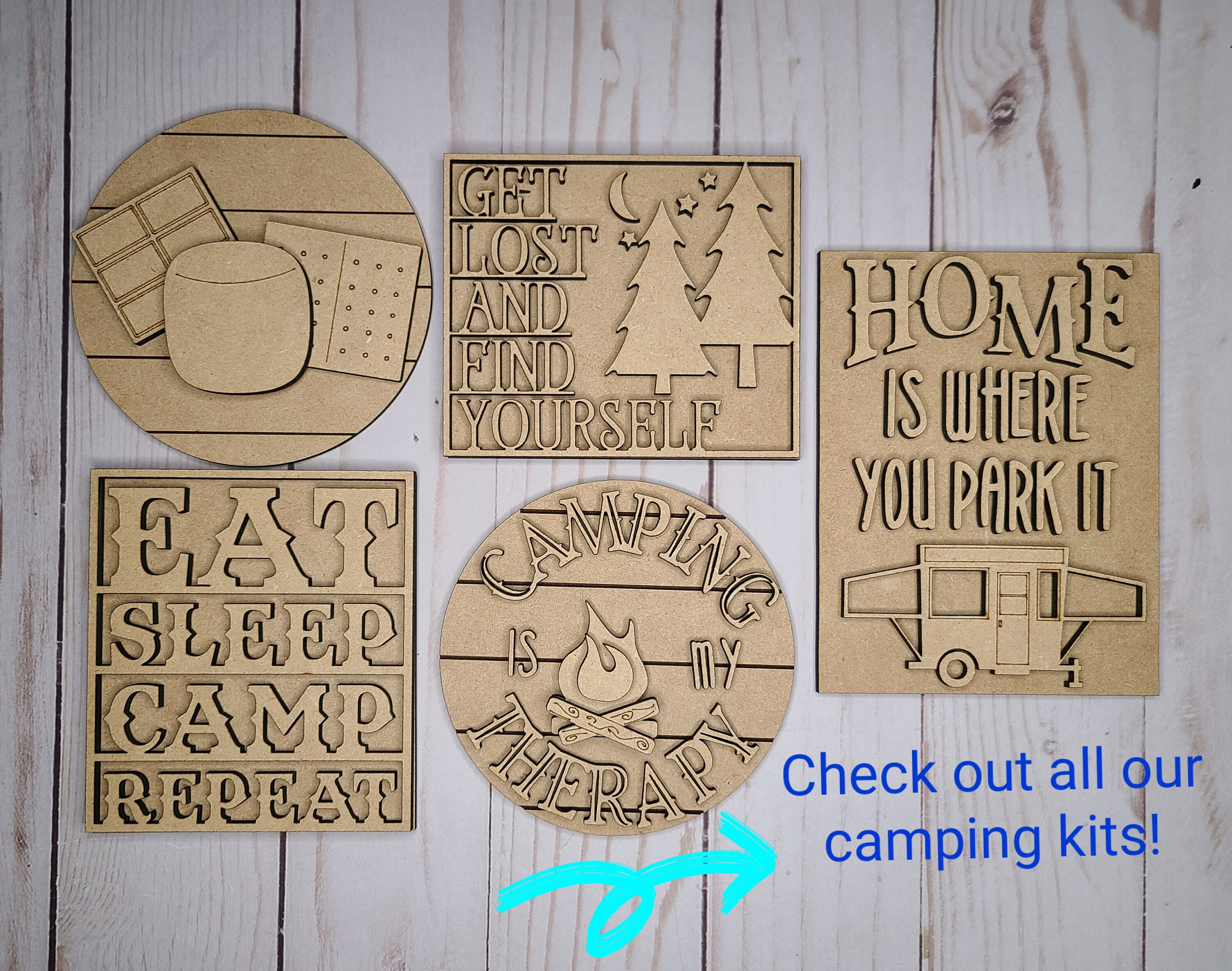 Smores Camp Outdoors Camping Sign Craft Kit DIY Paint Kit Tier Tray ...