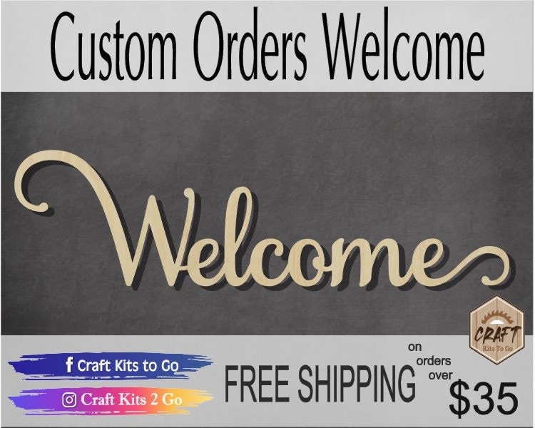 Welcome Word Cutout Letters Wood Shape Cutout 3120 Wood Cutouts Wood ...