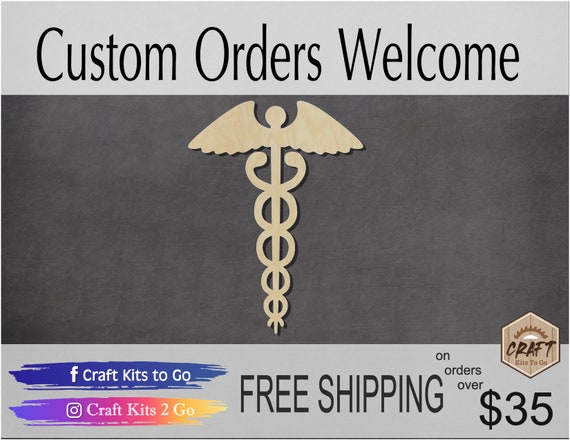 Caduceus Wood Shape Cutout 1245 Wood Cutouts Wood Shapes - Etsy