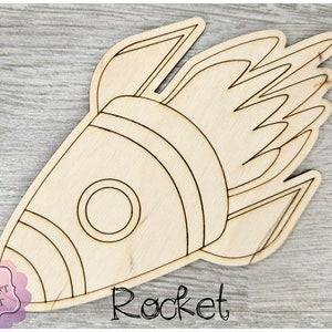 Rocket Cutout Space Outer Space Kids Crafts Wood Shape Cutout 2233 Wood ...