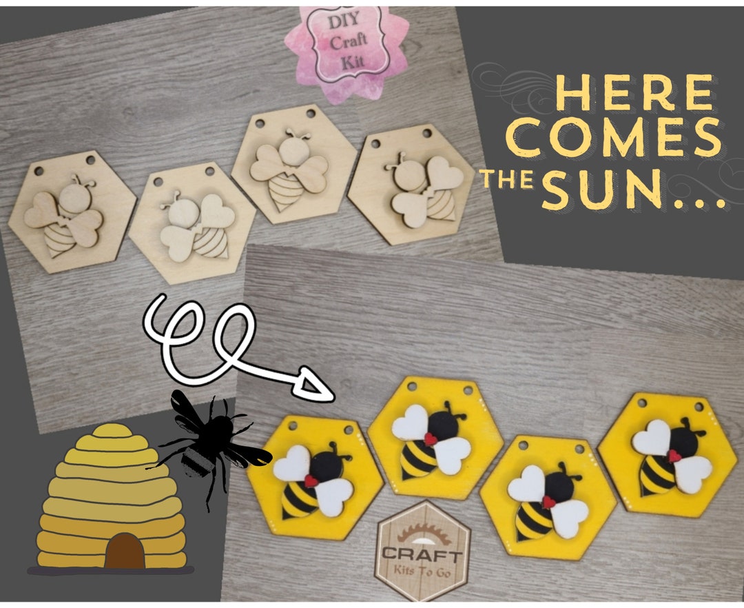 Bee Bunting Beehive Bee Decor DIY Craft Kits Summer Crafts Paint Party ...