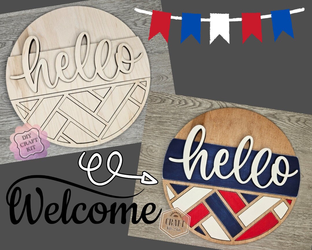 Hello Sign | Welcome Home Sign | Welcome Sign | Chevron | DIY Craft ...