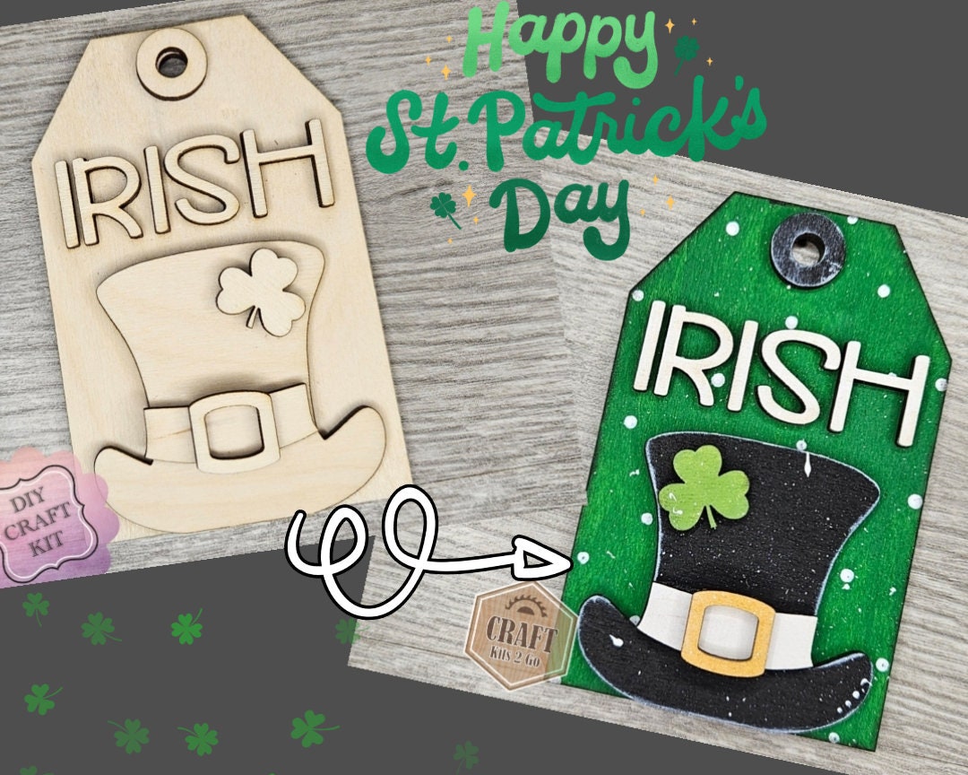 Irish Tag ST. Patrick's Day Crafts Gift Tags DIY Craft Kits Paint Party ...