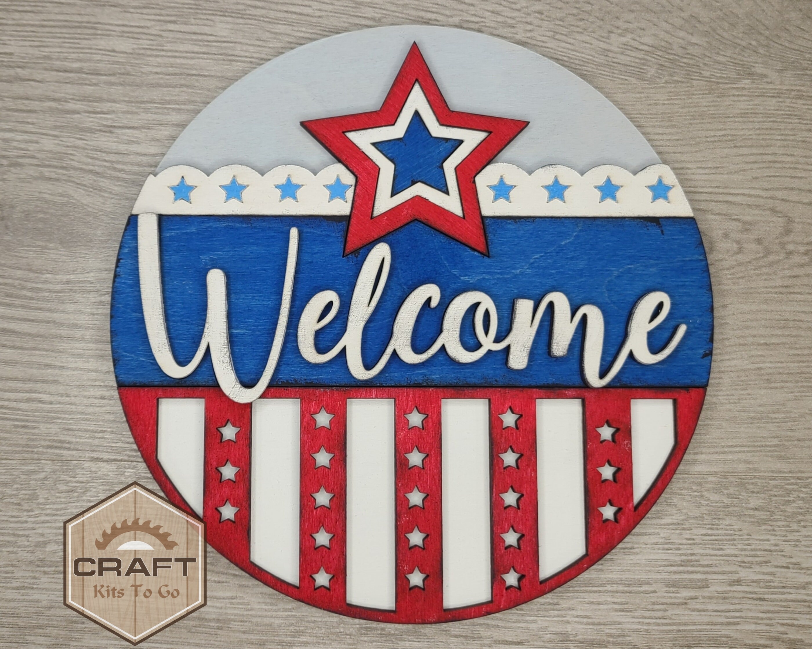 4th of July Welcome Sign Patriotic Decor Summer Crafts DIY Craft Kits ...