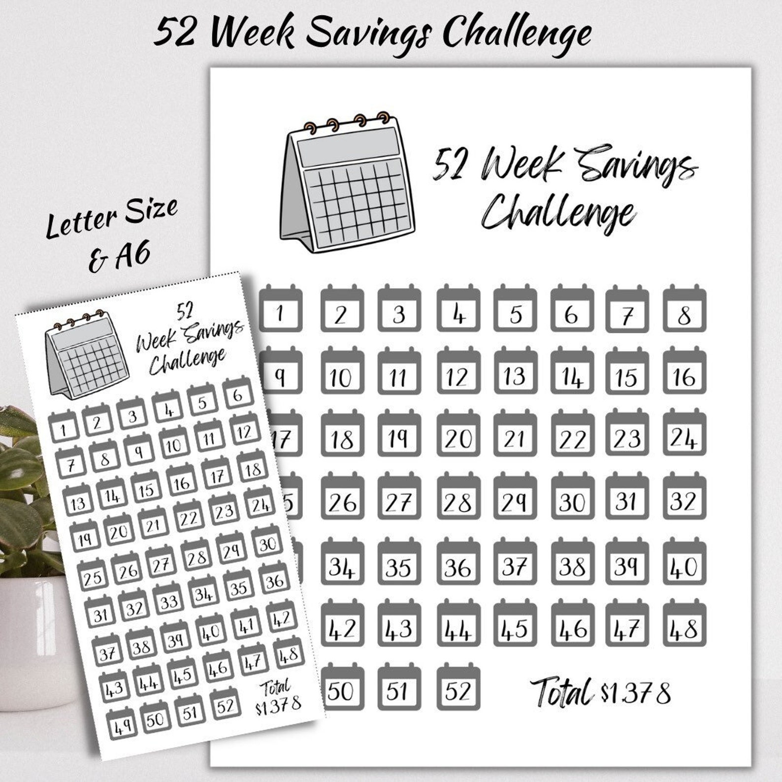 52 Week Savings Challenge PDF Printable A6 Digital Budget Planner ...