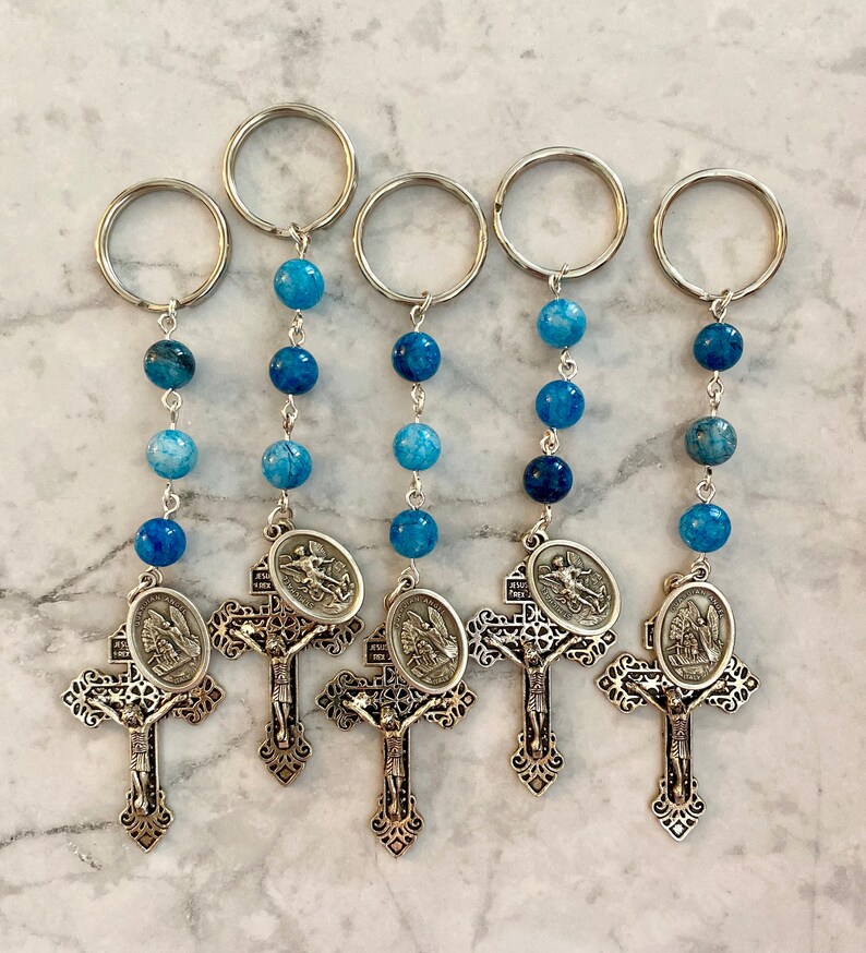 Rosary Keychain Road Warrior Rosary Keychain Blue Quartz - Etsy