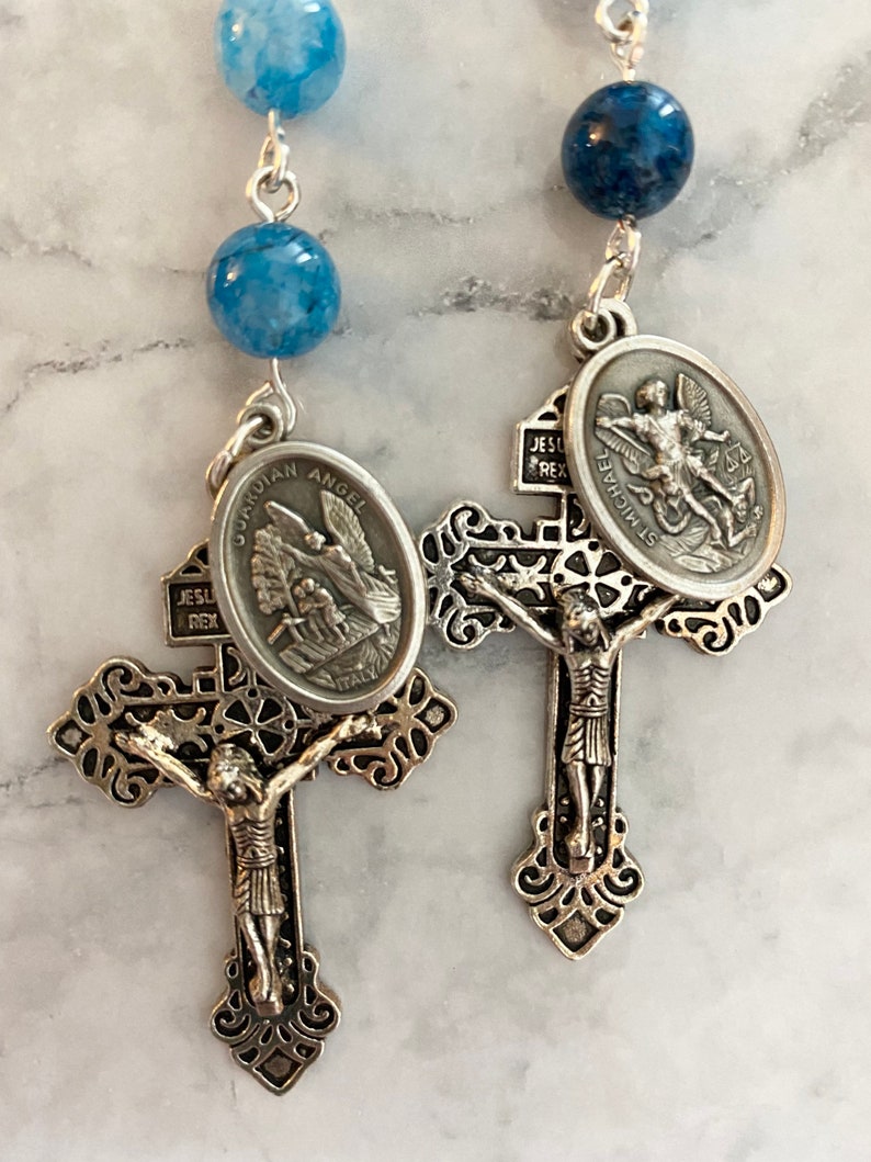 Rosary Keychain Road Warrior Rosary Keychain Blue Quartz - Etsy