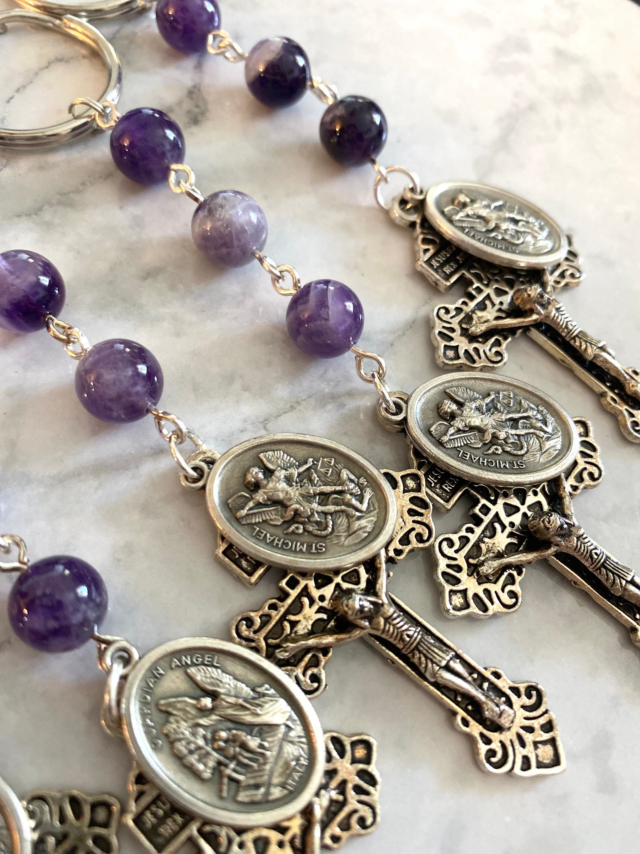 Rosary Keychain Road Warrior Rosary Keychain Purple - Etsy