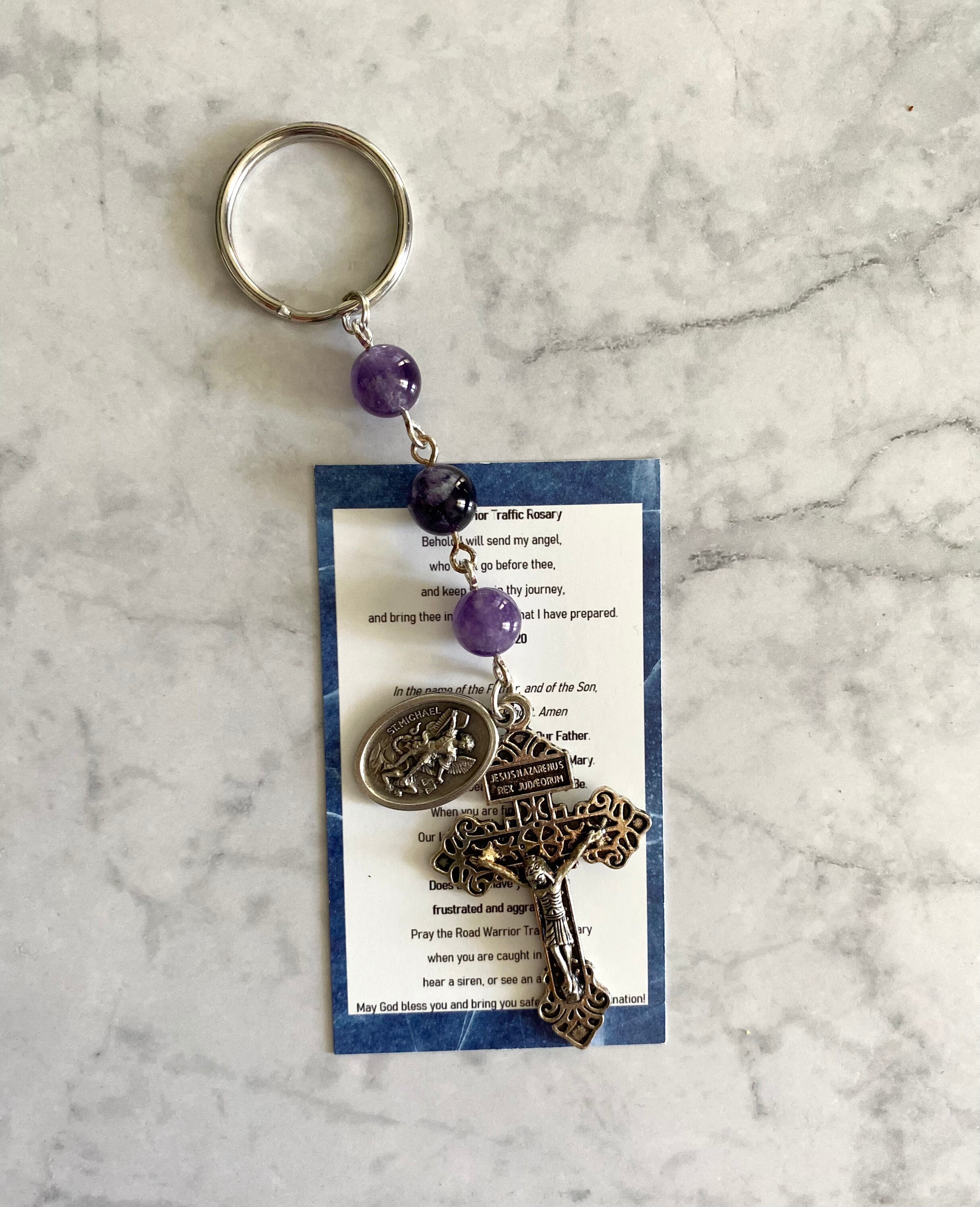 Rosary Keychain Road Warrior Rosary Keychain Purple - Etsy