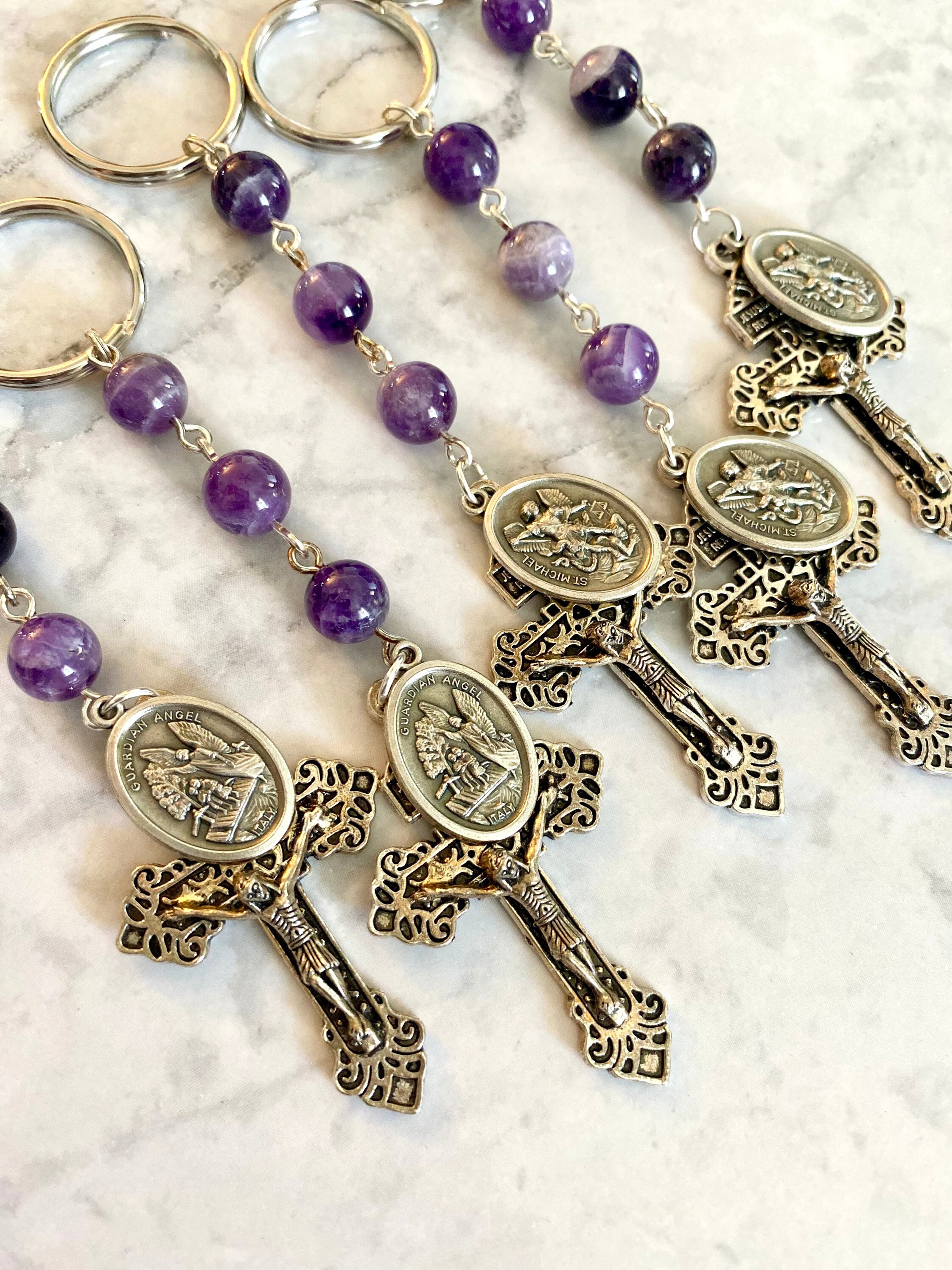 Rosary Keychain Road Warrior Rosary Keychain Purple - Etsy