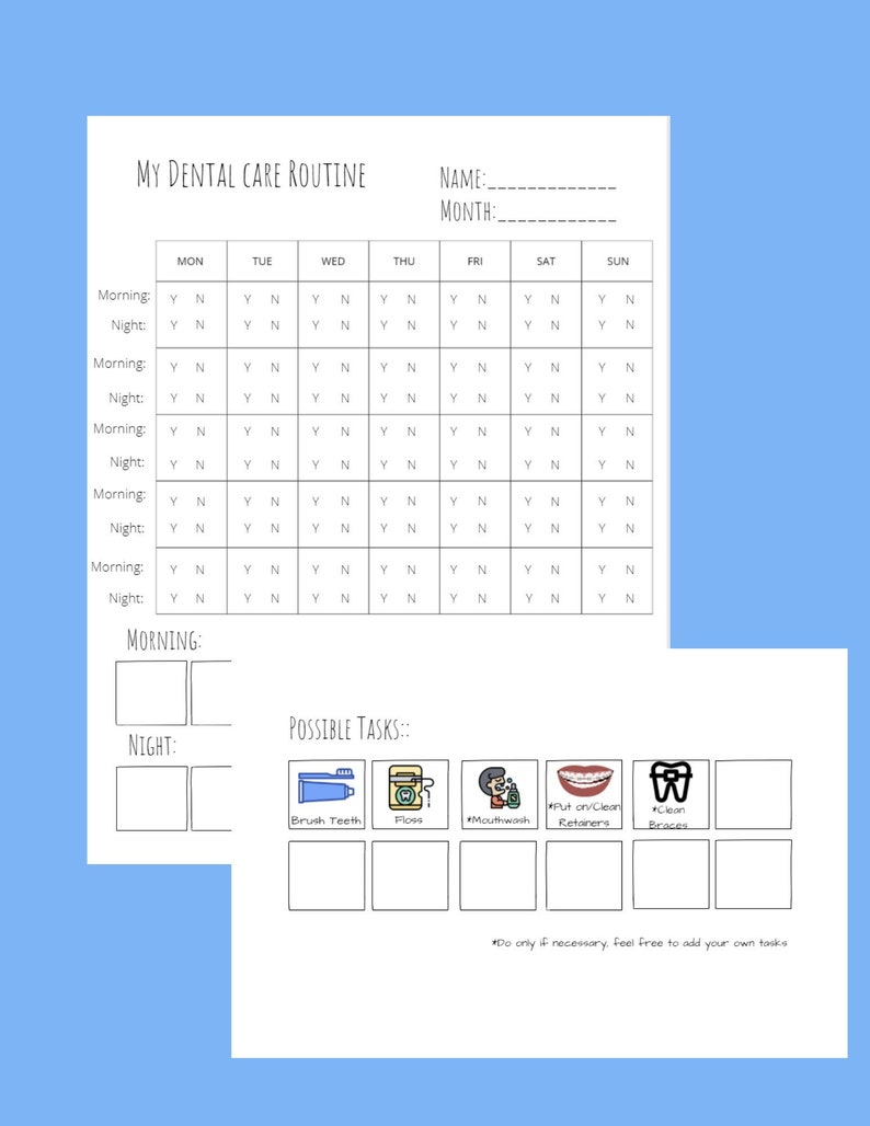 Printable Dental Care Checklist Log/children's Teethcare Checklist ...