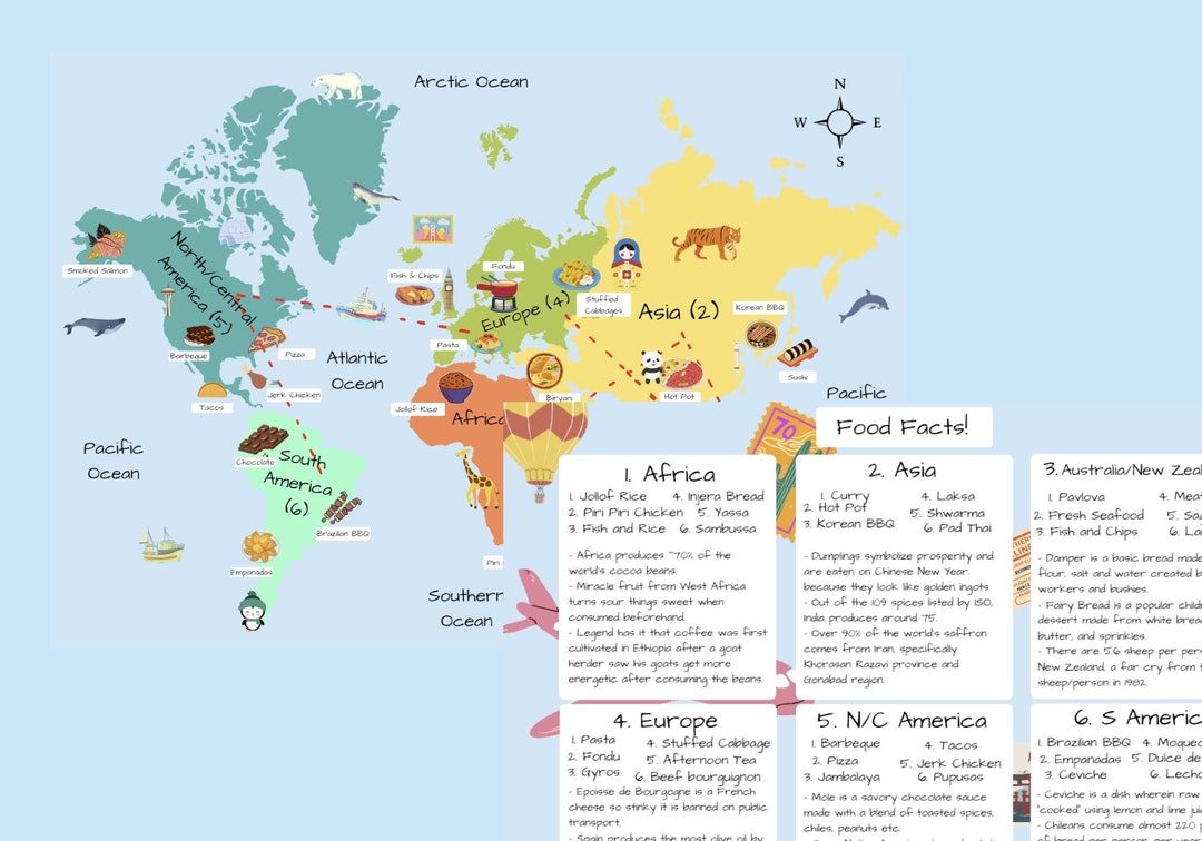 World Map Placemat, Foodie Placemat, Children's Food Game - Etsy