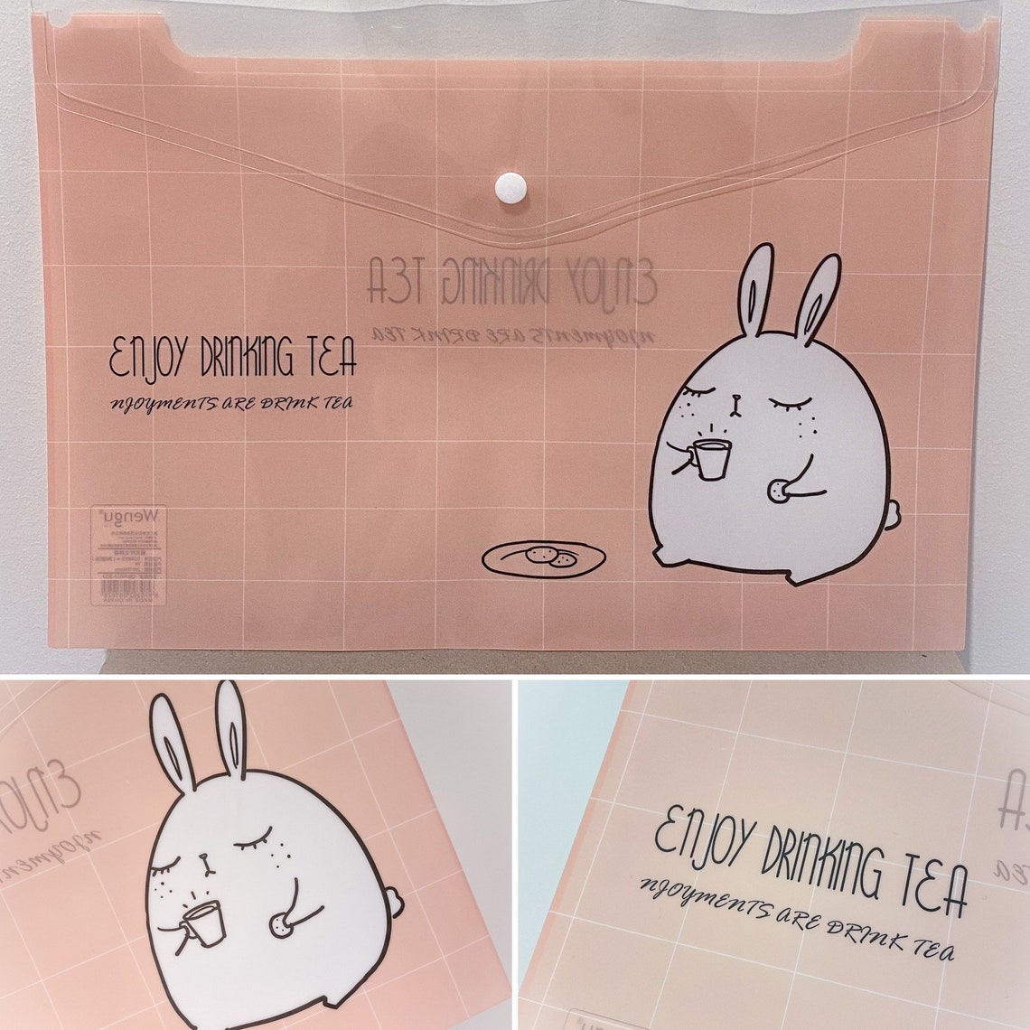 A4 Document Bag Pocket File Folder Cute Animal Print Snap Durable ...