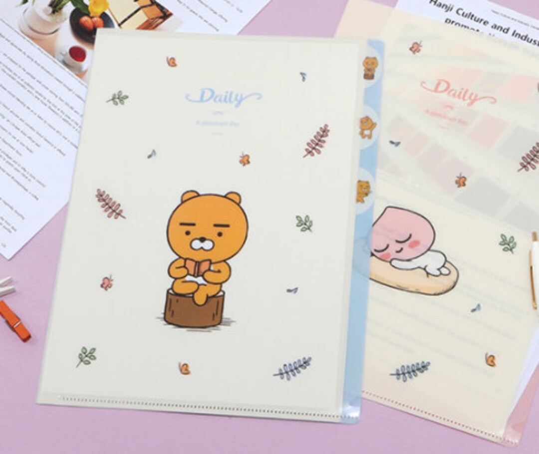 Korea Kakao Friends A4 File Folder Ryan Apeach Organise Document 5 Tab ...