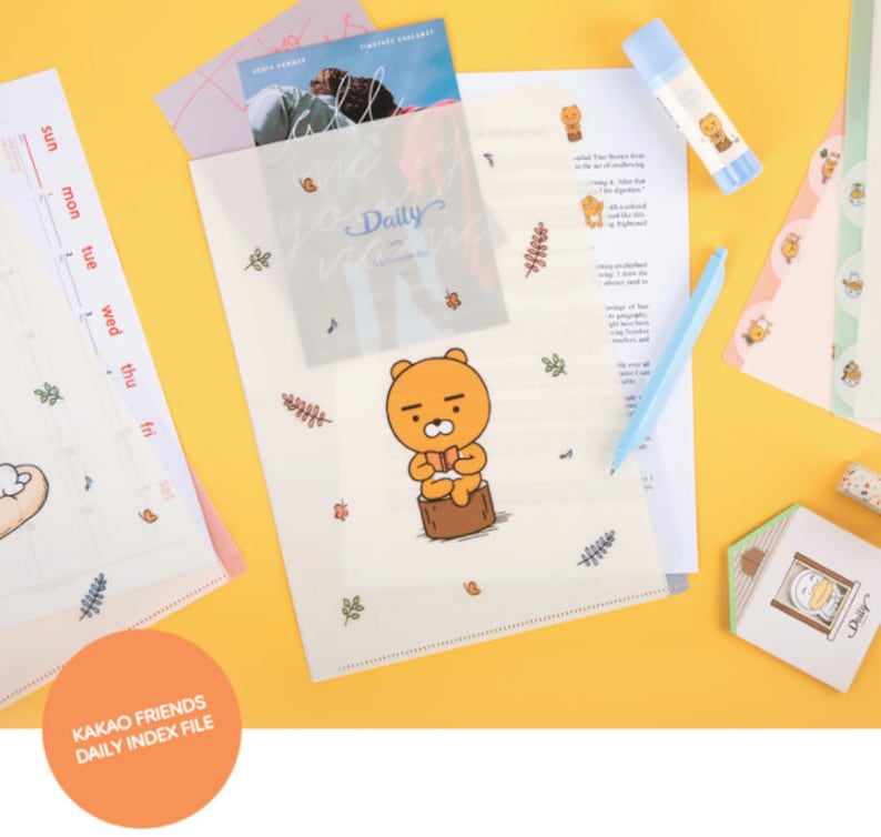 Korea Kakao Friends A4 File Folder Ryan Apeach Organise Document 5 Tab ...