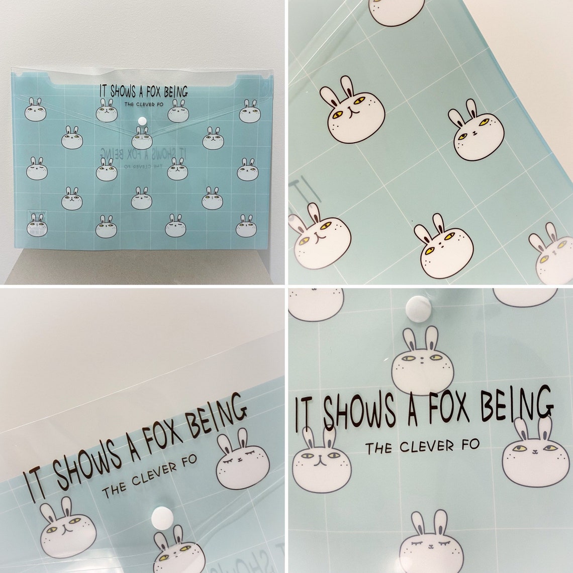 A4 Document Bag Pocket File Folder Cute Animal Print Snap Durable ...