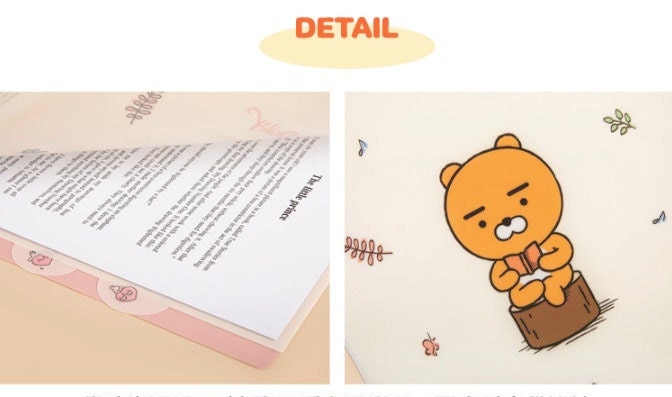 Korea Kakao Friends A4 File Folder Ryan Apeach Organise Document 5 Tab ...