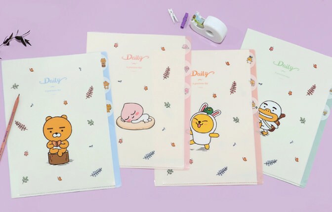 Korea Kakao Friends A4 File Folder Ryan Apeach Organise Document 5 Tab ...