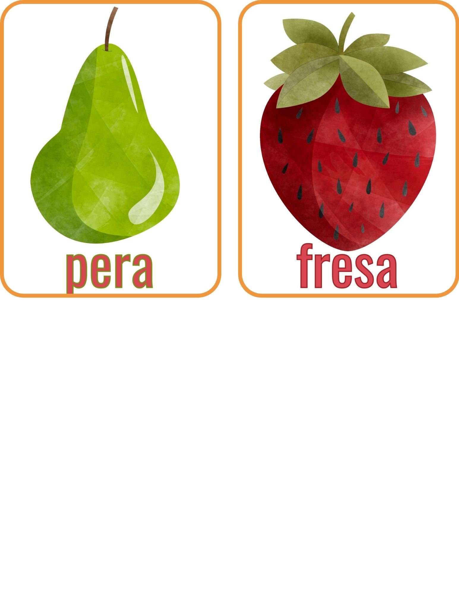 Spanish Fruits Flashcards Printable | Preschool Homeschool Classroom ...