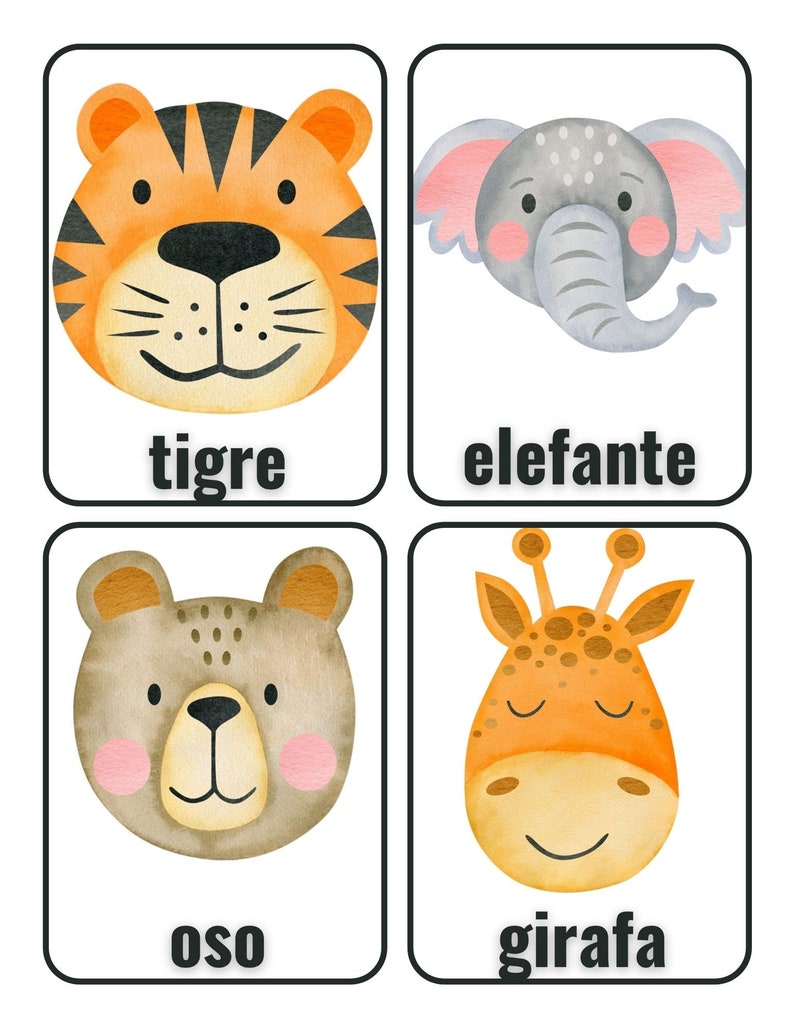 Native Animals Spanish Flashcards Printable | Preschool Homeschool ...