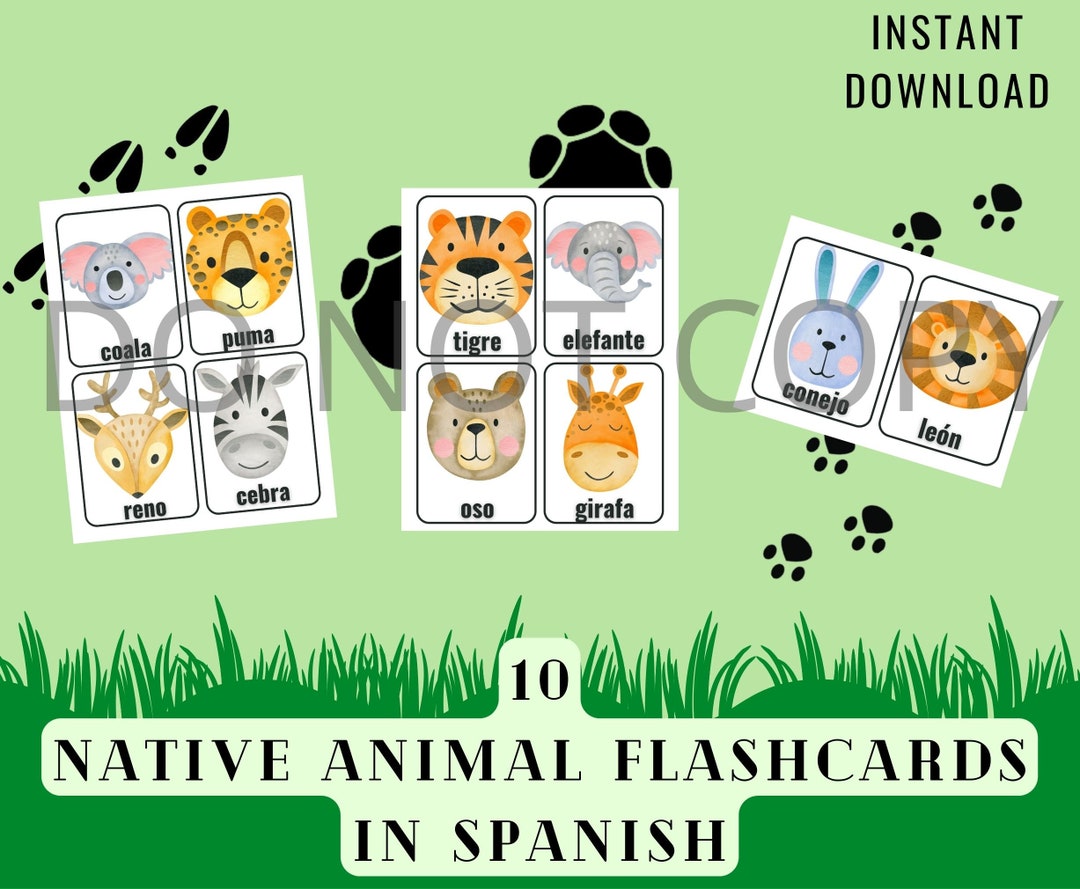 Native Animals Spanish Flashcards Printable | Preschool Homeschool ...