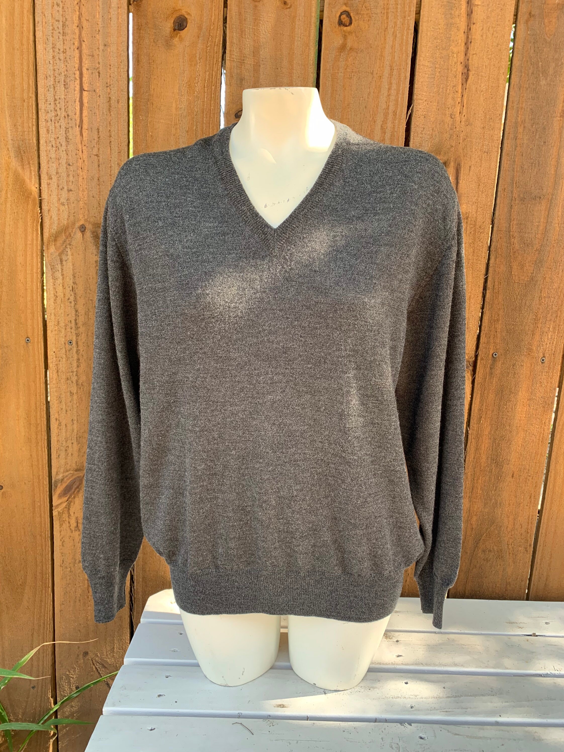 Vintage 80-90s Morgano Made in Italy Pure New Wool V-neck Sweater Size ...
