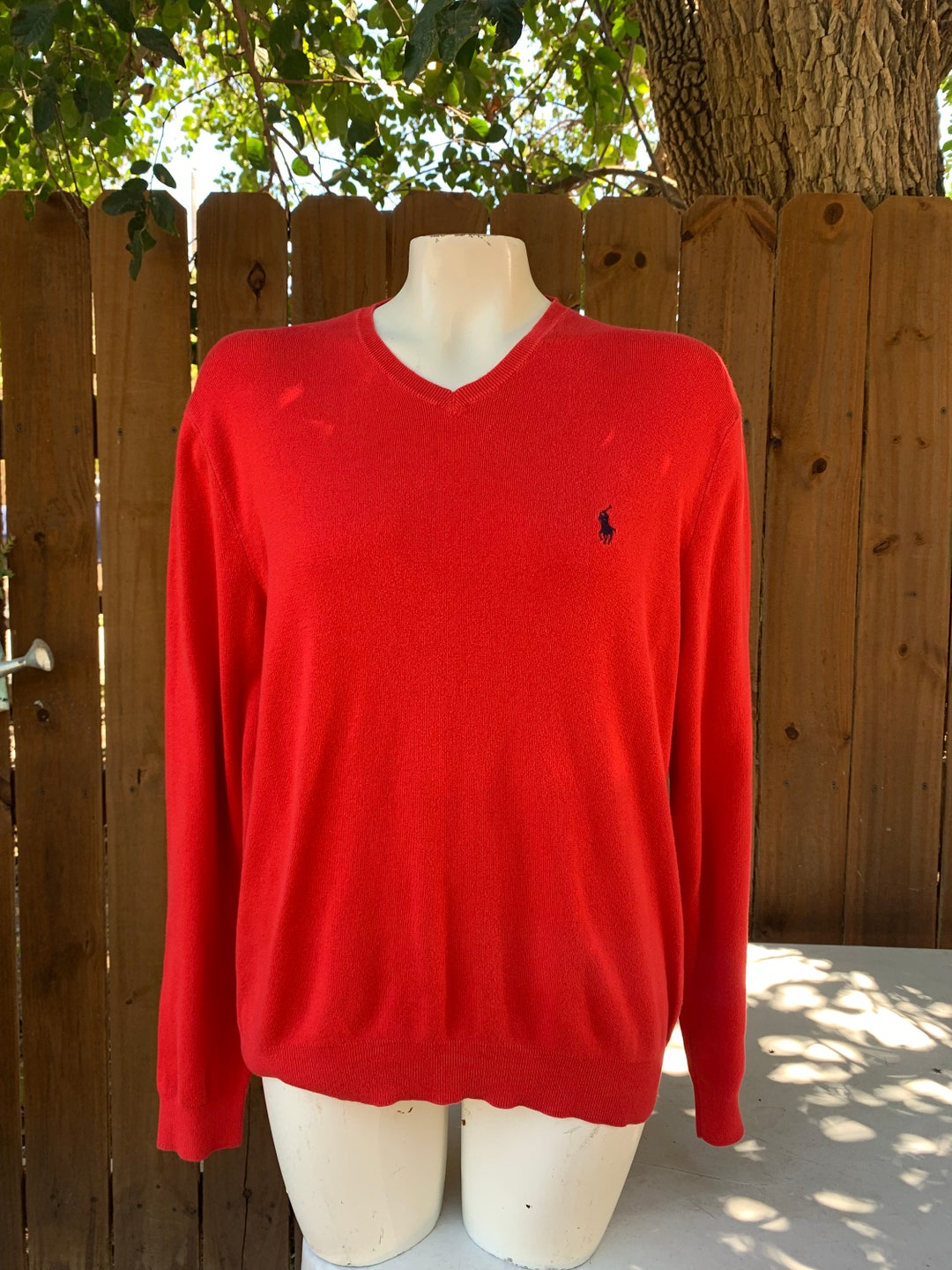 90s Vintage Polo Ralph Lauren V-neck Mens Sweater, Red Sweater for Men ...