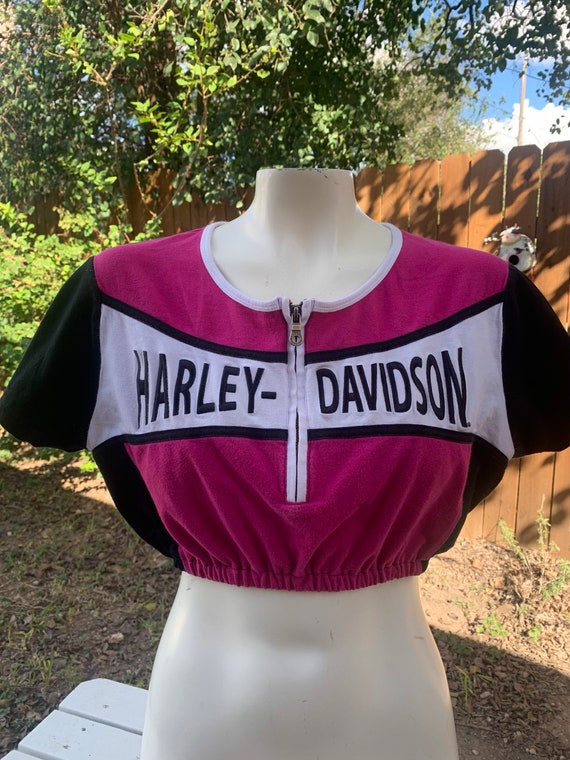 Y2K Harley Davidson custom reworked crop top size Med… - Gem