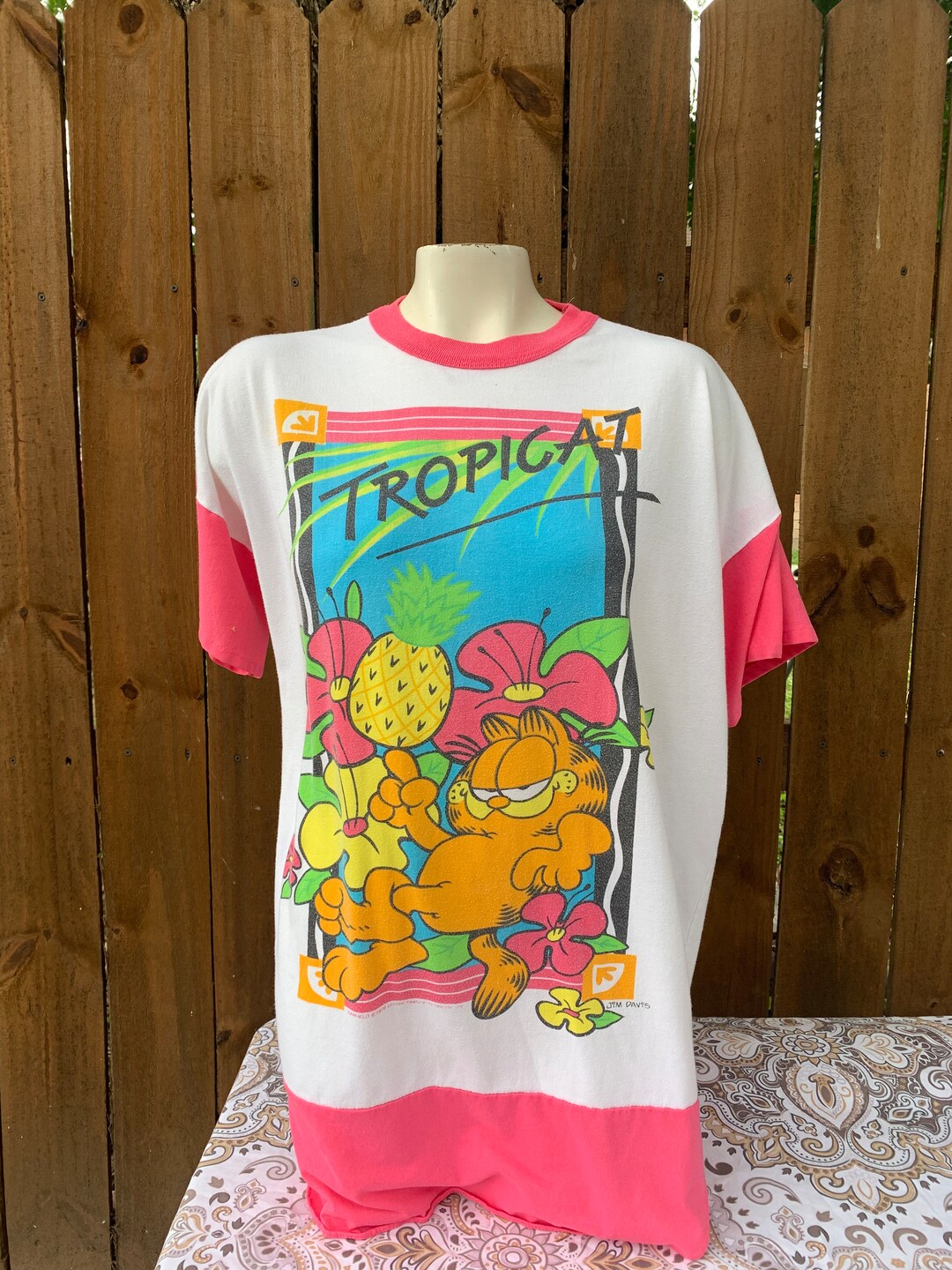80s Vintage tropical Garfield Nightgown T-shirt One Size, True Vintage ...