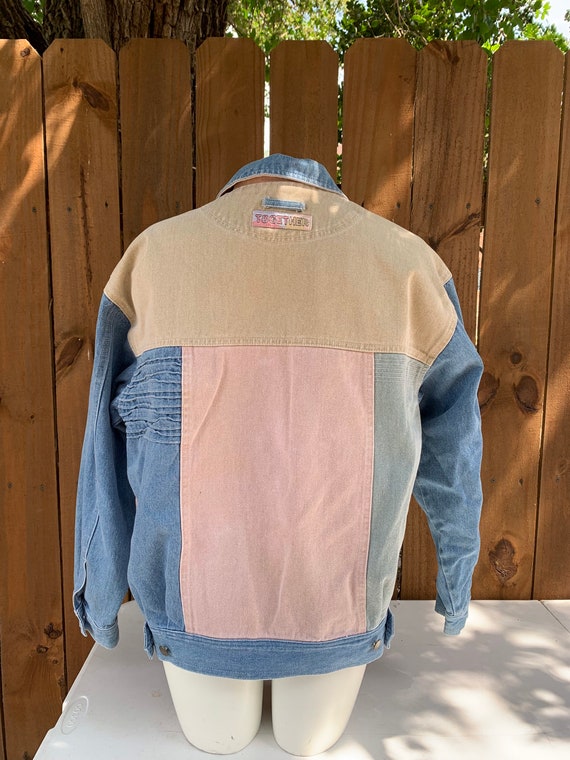 Vintage 80-90s Together Pastel Color Block jean jacke… - Gem