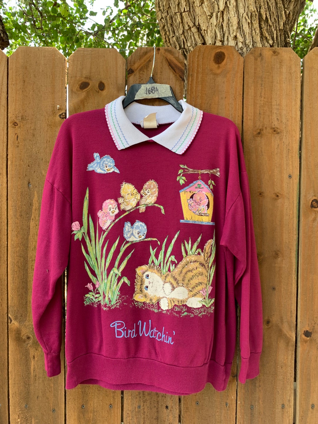90s Vintage “bird Watchin’ “ Grandma Sweater Size XL by Basic Editions ...