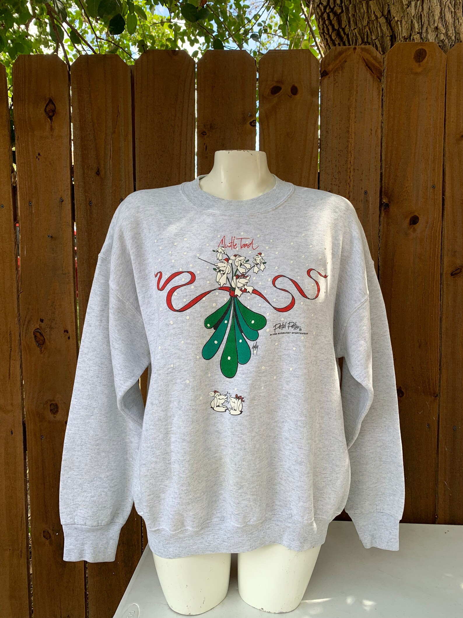 90’s Vintage Mistletoad Cute Frogs Christmas Sweatshirt Size L by Fruit ...