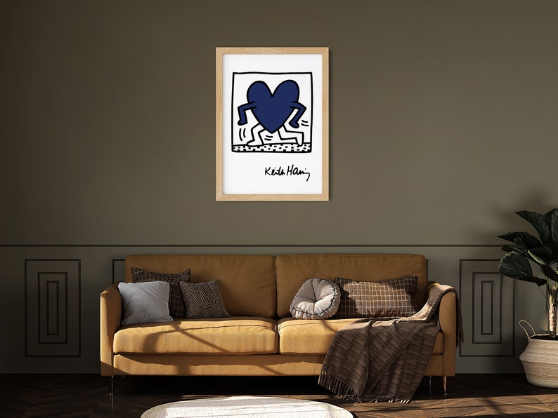 Keith Haring Running Heart Print, Keith Haring Poster, Keith Haring ...