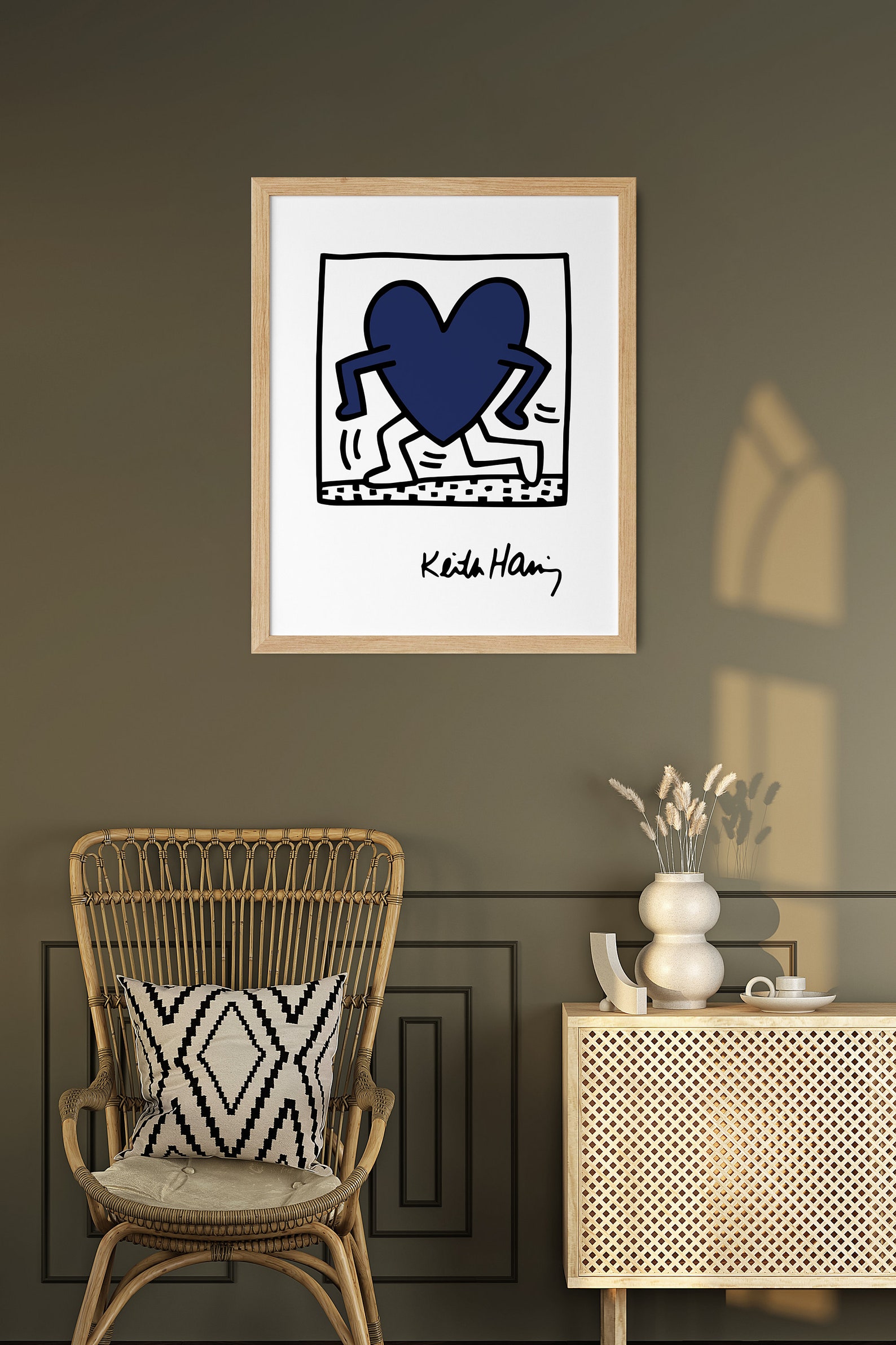 Keith Haring Running Heart Print, Keith Haring Poster, Keith Haring ...