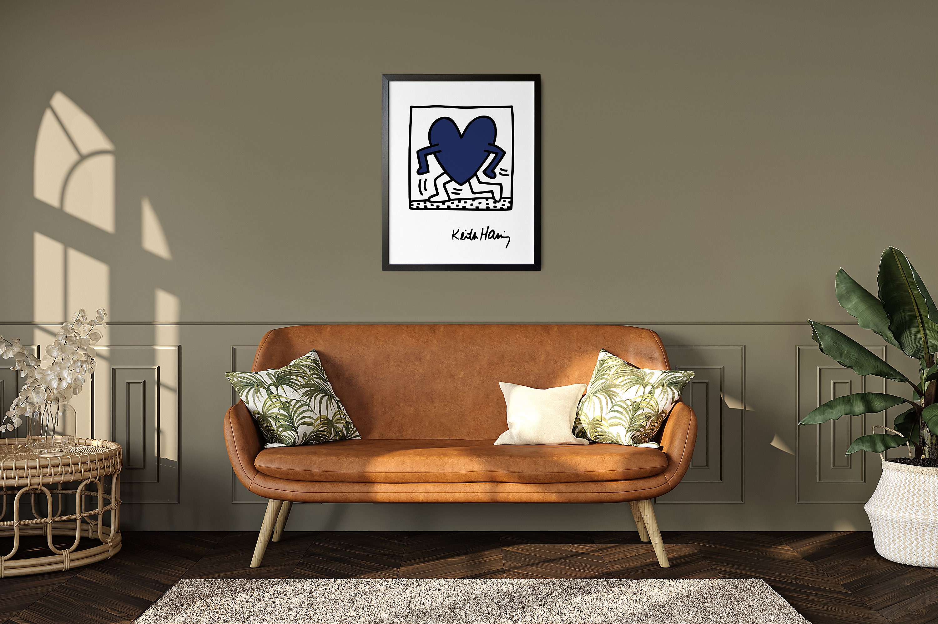 Keith Haring Running Heart Print, Keith Haring Poster, Keith Haring ...