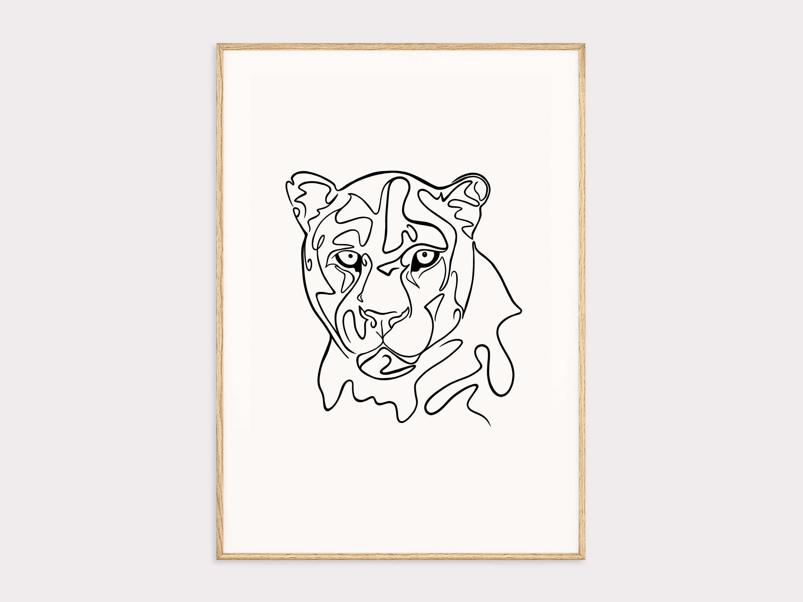 Tiger Line Art, Safari Art Drawing, Line Art Illustration Print, Exotic ...