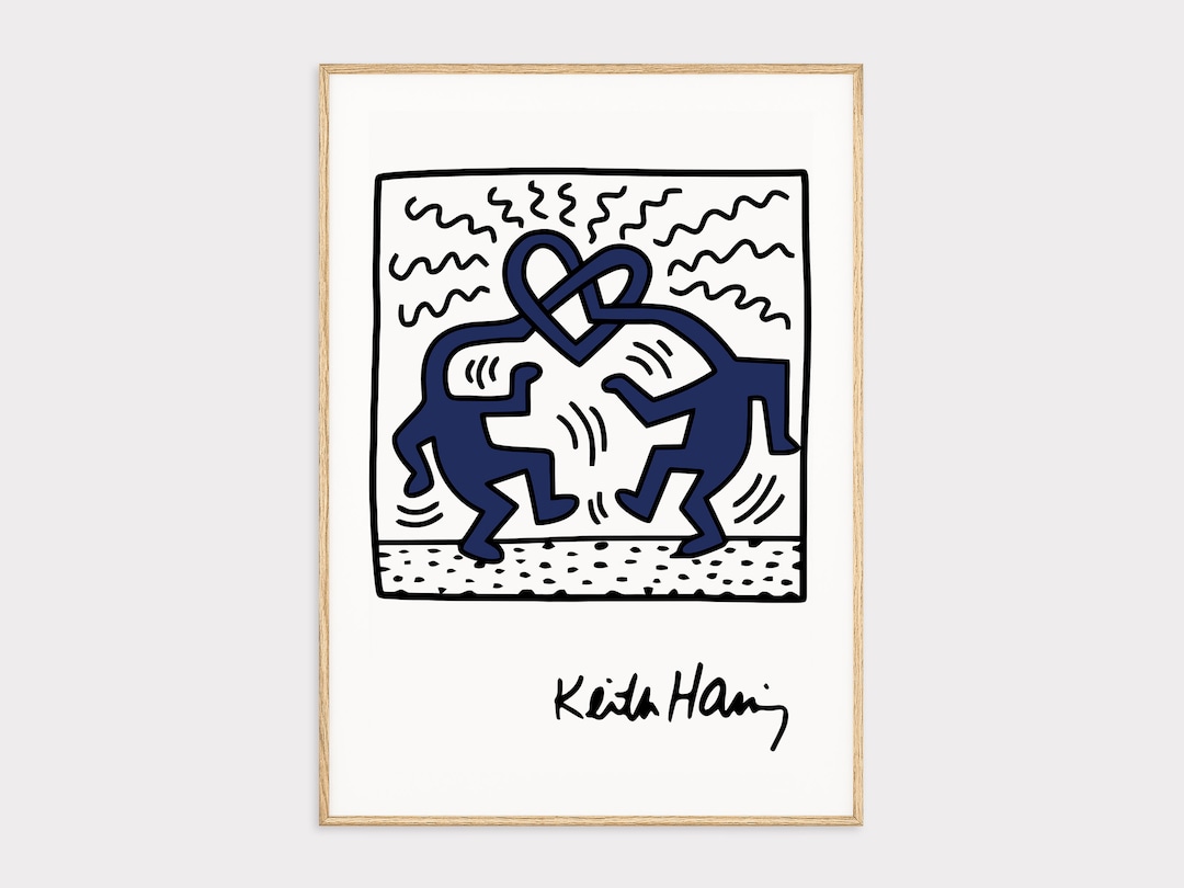 Keith Haring Love Print, Keith Haring Poster, Keith Haring Blue Print ...