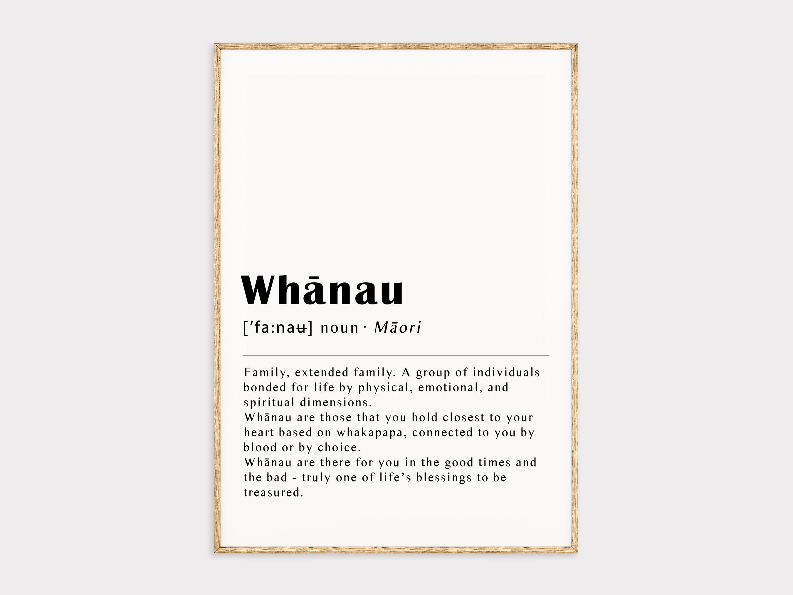 Whanau Definition Wall Art Te Reo Maori New Zealand Poster, 40% OFF